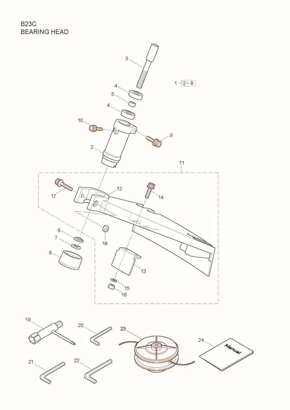 Maruyama Parts Lookup - B23C Parts Diagrams|B23C Bearing Head