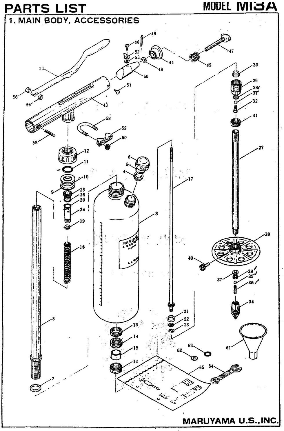 Maruyama Parts Lookup - M13A Parts Diagrams|M13A Main Body