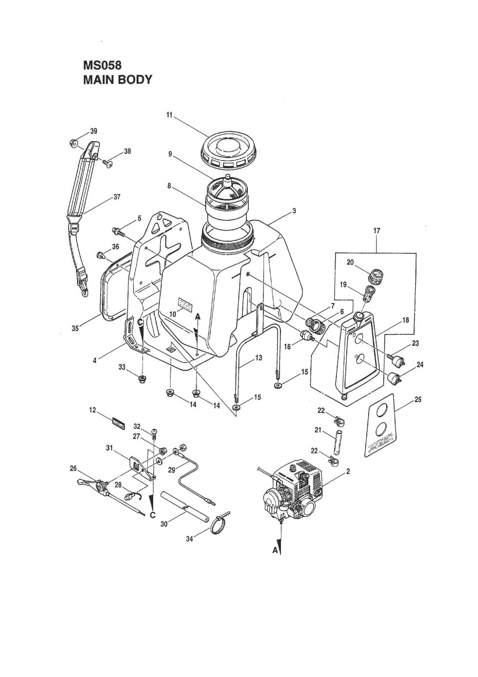 Maruyama Parts Lookup - MS058 Parts Diagrams|MS058 Main Body